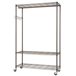 trinity 3-tier nsf 48"x18"x75.5" rolling garment rack, bronze