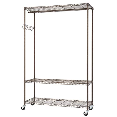 Trinity 3-Tier NSF 48"x18"x75.5" Rolling Garment Rack, Bronze