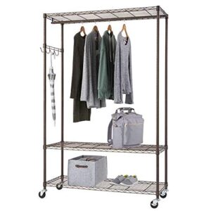 Trinity 3-Tier NSF 48"x18"x75.5" Rolling Garment Rack, Bronze