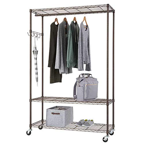 Trinity 3-Tier NSF 48"x18"x75.5" Rolling Garment Rack, Bronze