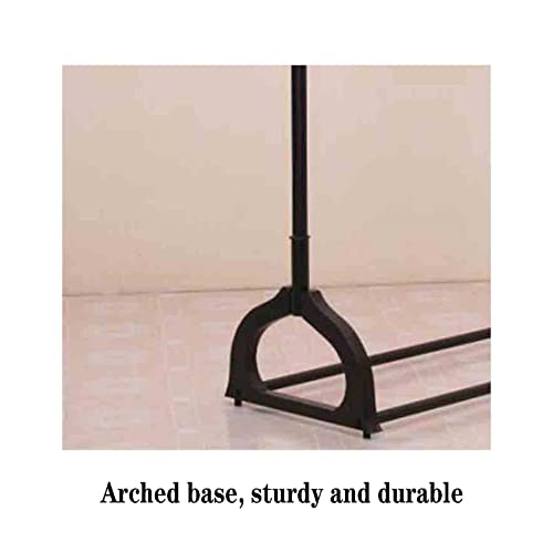 Double Rod High Capacity Clothing Rack,Black Metal Garment Organizer Hanger with Shelves,Commercial Garment Coat Rack,for Boutiques,Retail Store(Size:150cm)