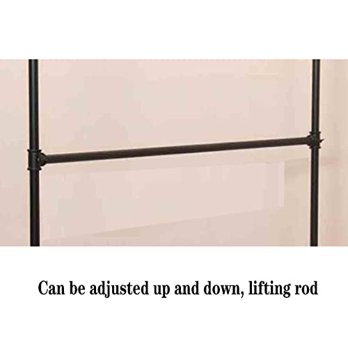 Double Rod High Capacity Clothing Rack,Black Metal Garment Organizer Hanger with Shelves,Commercial Garment Coat Rack,for Boutiques,Retail Store(Size:150cm)