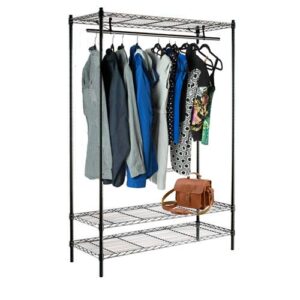 omega 24" deep x 24" wide x 63" high 3 tier stationary black garment rack