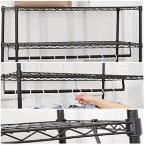 ChaoLink 4 Tiers Metal Garment Rack with Storage Shelves,Hanging Rod,Heavy Duty Steel Clothes Rack,Narrow Garment Rack for Small Space Kids Bedroom,Laundry Room,Dorms Hanging Clothes 18 x36 x71inches