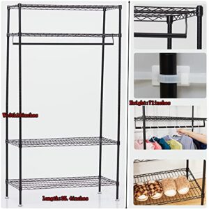 ChaoLink 4 Tiers Metal Garment Rack with Storage Shelves,Hanging Rod,Heavy Duty Steel Clothes Rack,Narrow Garment Rack for Small Space Kids Bedroom,Laundry Room,Dorms Hanging Clothes 18 x36 x71inches