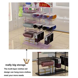 Clothing Store Bra Rack Shorts Socks Display Rack,Floor-to-Ceiling Shopping Mall Retail Store Island Shelf,Modern Metal Clothes Hanger with Top Divider, Multifunctional Tank Tops Hangers