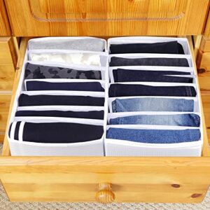 Wardrobe, Clothes, Closet Home Organizer, 7 grid divider, White, 2 pack, for Pants, Jeans, T shirts, Leggings, Foldable Clothes