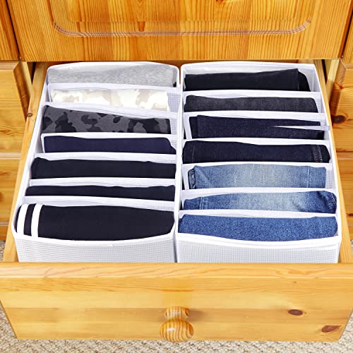 Wardrobe, Clothes, Closet Home Organizer, 7 grid divider, White, 2 pack, for Pants, Jeans, T shirts, Leggings, Foldable Clothes