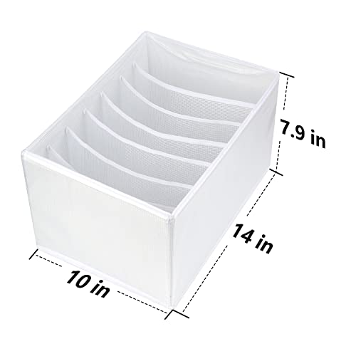 Wardrobe, Clothes, Closet Home Organizer, 7 grid divider, White, 2 pack, for Pants, Jeans, T shirts, Leggings, Foldable Clothes