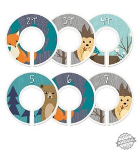 modish labels kids clothes size dividers, clothes organizer for kids, size dividers, closet organizer system, closet dividers, school clothes, boy, woodland, fox, bear, owl, hedgehog (toddler/child)