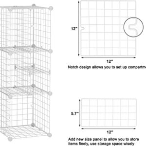 C&AHOME Wire Cube Storage, Wire Cube with Large and Small Dividers, Metal C Grids Organizer Shelving, Ideal for Closet Cabinet, Bedroom, Living Room, Home, Office, Dormitory White UWCSMP12W