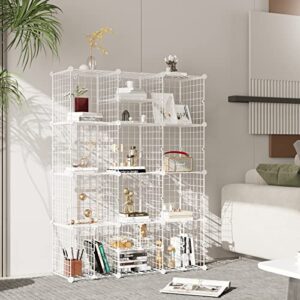 C&AHOME Wire Cube Storage, Wire Cube with Large and Small Dividers, Metal C Grids Organizer Shelving, Ideal for Closet Cabinet, Bedroom, Living Room, Home, Office, Dormitory White UWCSMP12W