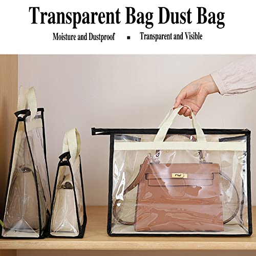 3 Pack Handbag Organizer Dust Cover Bag Transparent Anti-dust Purse Storage Bag for Hanging Closet with Zipper and Handle Space-saving Storage Bag( Handbag Storage)