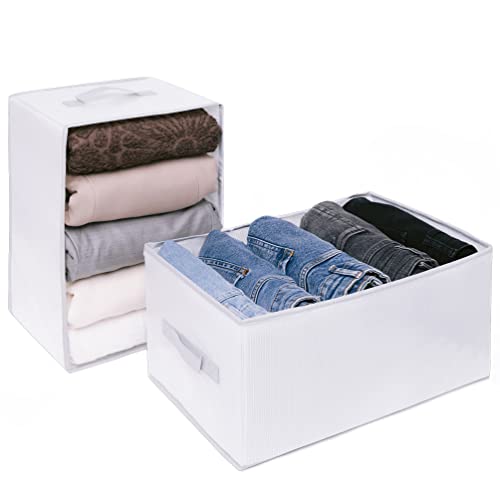 Wardrobe Clothes Organizer – Extra Large Clothes Drawer Organizer with Double Handles, Waterproof Mesh Wardrobe Clothes Organizer for Drawers, Durable Clothing Organizers and Storage – 2pcs Pack