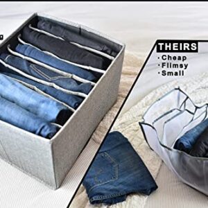 Golden Chest Clothing Storage Organizer for Pants and Clothes | Wardrobe Space Saving Bedroom Closet Organization | Drawer Organizers with Dividers for Jean Pant Leggings Shirt | Large Upgraded Size