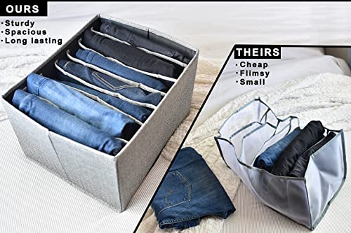 Golden Chest Clothing Storage Organizer for Pants and Clothes | Wardrobe Space Saving Bedroom Closet Organization | Drawer Organizers with Dividers for Jean Pant Leggings Shirt | Large Upgraded Size