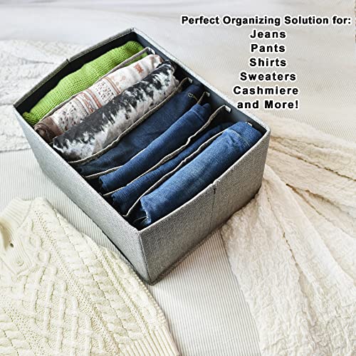 Golden Chest Clothing Storage Organizer for Pants and Clothes | Wardrobe Space Saving Bedroom Closet Organization | Drawer Organizers with Dividers for Jean Pant Leggings Shirt | Large Upgraded Size