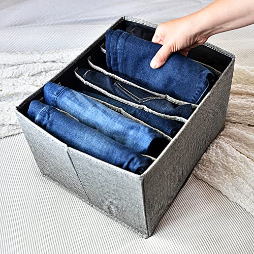 Golden Chest Clothing Storage Organizer for Pants and Clothes | Wardrobe Space Saving Bedroom Closet Organization | Drawer Organizers with Dividers for Jean Pant Leggings Shirt | Large Upgraded Size