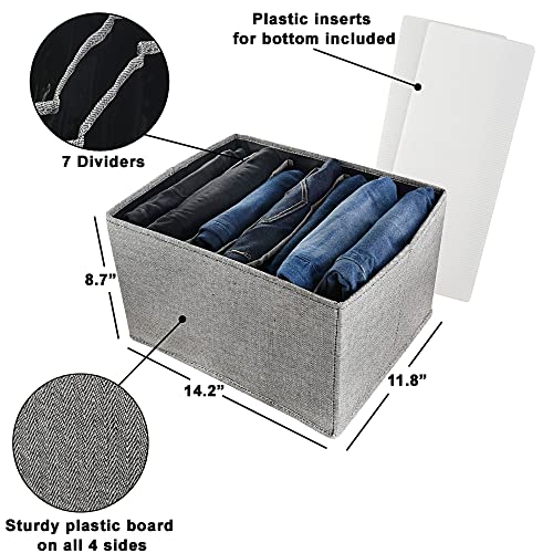 Golden Chest Clothing Storage Organizer for Pants and Clothes | Wardrobe Space Saving Bedroom Closet Organization | Drawer Organizers with Dividers for Jean Pant Leggings Shirt | Large Upgraded Size