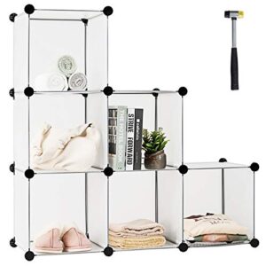 tangkula 6 cubes storage organizer, diy plastic pp closet cabinet w/rustproof steel frame, portable diy modular storage system w/hammer for toys, books, shoes indoor use