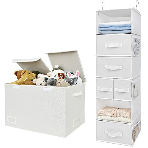 GRANNY SAYS Bundle of 1-Pack Shelf Organizer for Closet & 1-Pack Extra Large Rectangle Storage Bin