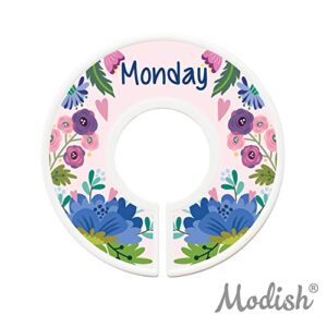 Modish Labels, Weekly Clothes Organizer, Days of The Week Closet Organizer System, Daily Closet Organizer, Closet Dividers, School Clothes Dividers (Boho Flowers)