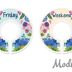 Modish Labels, Weekly Clothes Organizer, Days of The Week Closet Organizer System, Daily Closet Organizer, Closet Dividers, School Clothes Dividers (Boho Flowers)