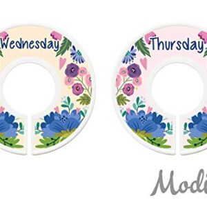 Modish Labels, Weekly Clothes Organizer, Days of The Week Closet Organizer System, Daily Closet Organizer, Closet Dividers, School Clothes Dividers (Boho Flowers)