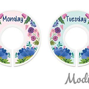 Modish Labels, Weekly Clothes Organizer, Days of The Week Closet Organizer System, Daily Closet Organizer, Closet Dividers, School Clothes Dividers (Boho Flowers)