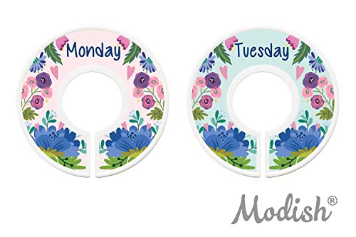 Modish Labels, Weekly Clothes Organizer, Days of The Week Closet Organizer System, Daily Closet Organizer, Closet Dividers, School Clothes Dividers (Boho Flowers)