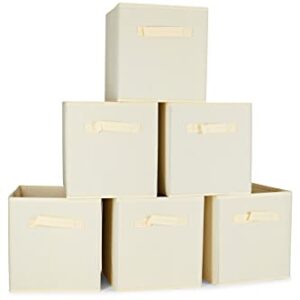 DFL INC. Fabric Storage Bins, Organization - Storage, Closet Organizer Cube Storage, 6 Pack (Beige)