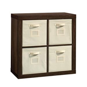 sauder stow-away 4-cube organizer, smoked oak finish