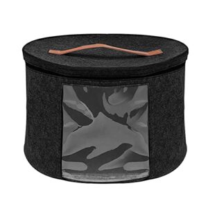 sikiwind round felt storage box, large size with transparent side window clothes hats toys organizer bucket storage bin bag for men women travel - portable dust case