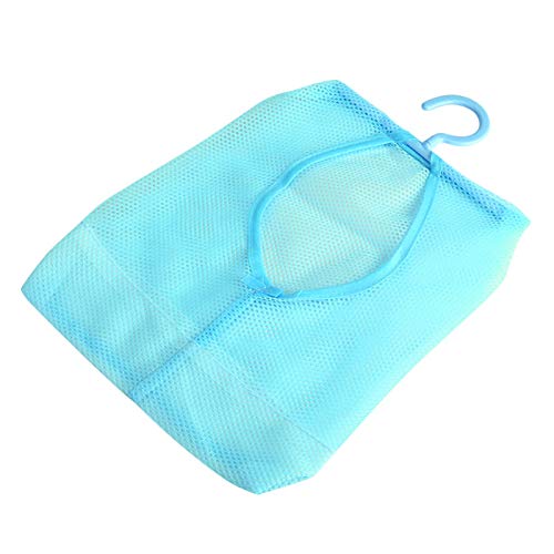 Agatige Clothespin Bag with Hanger, Multi Purpose Hanging Mesh Bag Hanger Socks Underwear Storage for Bathroom Wardrobe Laundry Clothesline Outdoor, 11.8 x 10.2in(Blue)