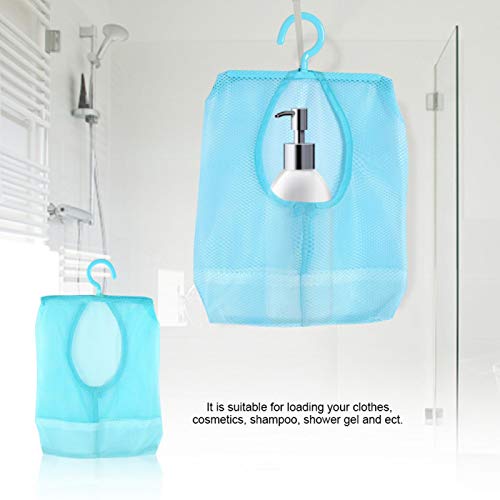 Agatige Clothespin Bag with Hanger, Multi Purpose Hanging Mesh Bag Hanger Socks Underwear Storage for Bathroom Wardrobe Laundry Clothesline Outdoor, 11.8 x 10.2in(Blue)