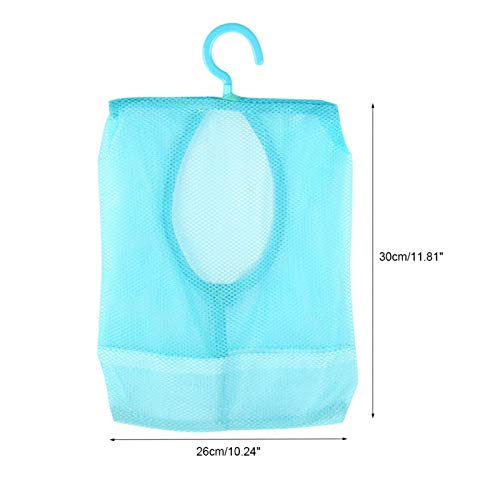 Agatige Clothespin Bag with Hanger, Multi Purpose Hanging Mesh Bag Hanger Socks Underwear Storage for Bathroom Wardrobe Laundry Clothesline Outdoor, 11.8 x 10.2in(Blue)