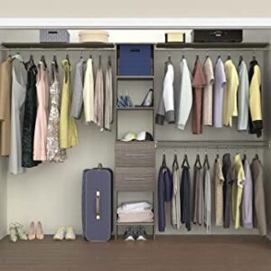 ClosetMaid SuiteSymphony Wood Closet Organizer Kit with Tower 3 Hang Rods, Top Shelves, 2 Drawers, Modern, Fits Spaces 5-9 ft. Wide, Graphite Grey