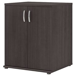 bush business furniture universal storage closet organizer with doors and shelves, storm gray