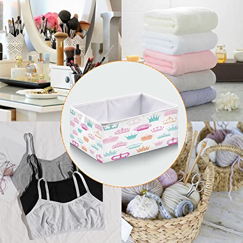 Kigai Princess Crown Open Home Storage Bins, for Home Organization and Storage, Toy Storage Cube, Collapsible Closet Storage Bins, with Small Handles, 11.02"L x 11.02"W x 11.02"H