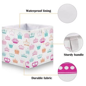 Kigai Princess Crown Open Home Storage Bins, for Home Organization and Storage, Toy Storage Cube, Collapsible Closet Storage Bins, with Small Handles, 11.02"L x 11.02"W x 11.02"H