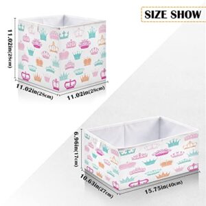 Kigai Princess Crown Open Home Storage Bins, for Home Organization and Storage, Toy Storage Cube, Collapsible Closet Storage Bins, with Small Handles, 11.02"L x 11.02"W x 11.02"H