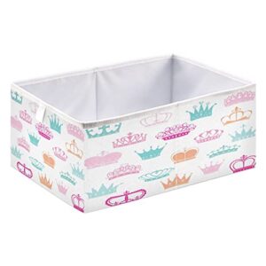 Kigai Princess Crown Open Home Storage Bins, for Home Organization and Storage, Toy Storage Cube, Collapsible Closet Storage Bins, with Small Handles, 11.02"L x 11.02"W x 11.02"H