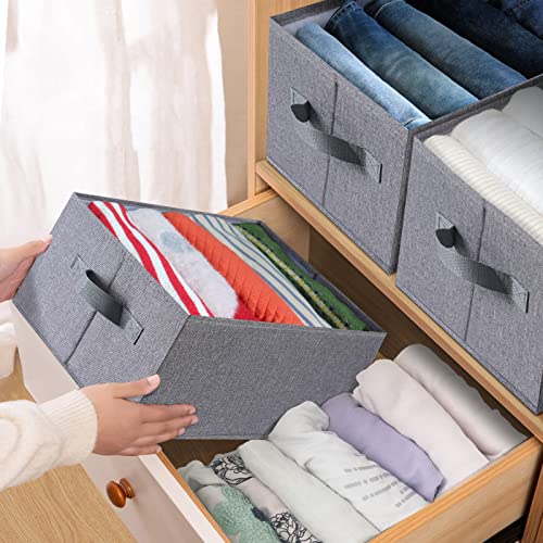 Large Wardrobe Clothes Organizer, Closet Organizers and Storage Bins with Adjustable Dividers, Drawer Organizers for Clothing Jeans Pants Sweaters Shirts Underwear, 5 Compartments, Gray (2)