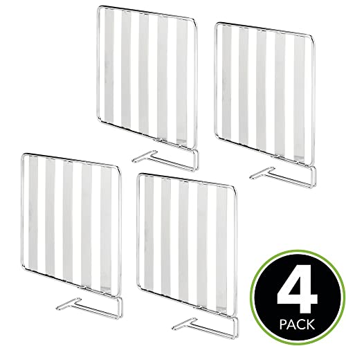 mDesign Versatile Metal Wire Closet Shelf Divider and Separator for Storage and Organization in Bedroom, Bathroom, Kitchen and Office Shelves - Easy Install - 4 Pack - Chrome