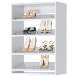 short closet shelves tower - modular closet system with shoe shelves (4) - corner closet system - closet organizers and storage shelves (white, 31.5 inches wide) closet shelving