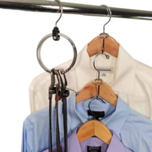 Closet Organization Bundle featuring 2 Multipurpose Rolly Hangers and 12 Hook hanger Connectors. This unbeatable combination is designed to solve your closet space limitations by creating space-saving