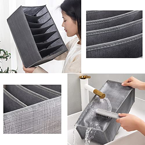 Wardrobe Clothes Organizer for Drawer for Jeans T-Shirt Sweater Foldable Storage Clothes Organizer Washable Drawer Organizers for Clothing Large 7 Grids 2 Packs