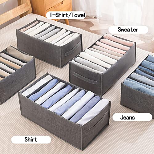 Wardrobe Clothes Organizer for Drawer for Jeans T-Shirt Sweater Foldable Storage Clothes Organizer Washable Drawer Organizers for Clothing Large 7 Grids 2 Packs