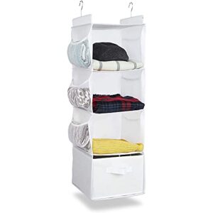 farmlyn creek 4-shelf hanging closet organizer with pockets (white, 12 x 11.5 x 33.6 in)