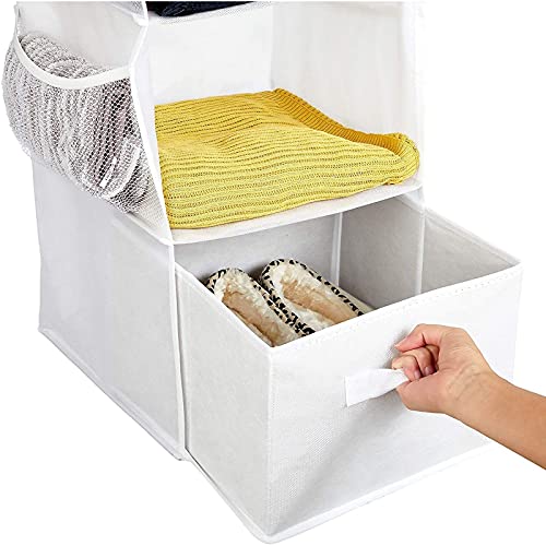 Farmlyn Creek 4-Shelf Hanging Closet Organizer with Pockets (White, 12 x 11.5 x 33.6 in)